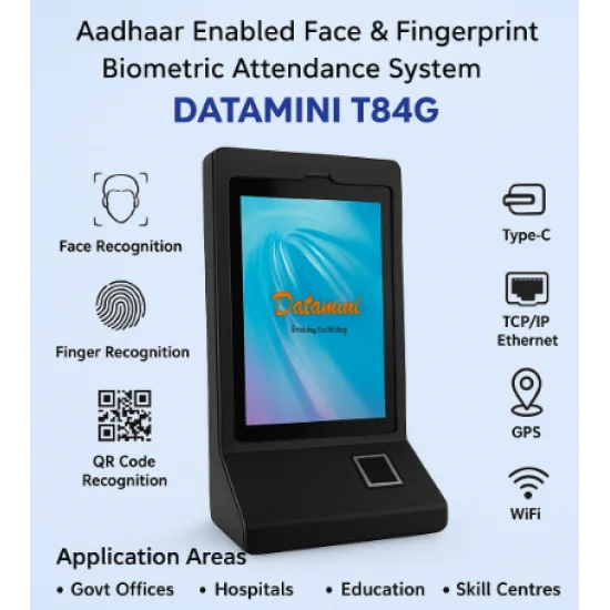Datamini T84G Biometric Aadhaar Attendance - Datamini Tablet