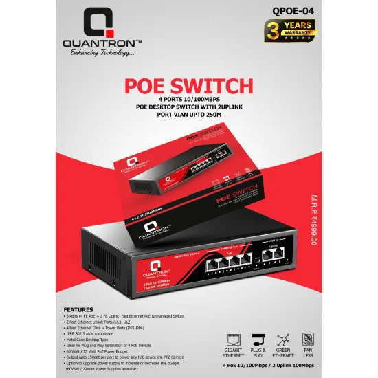 Quantron QOPE-04 POE Switch - Quantron POE Switch