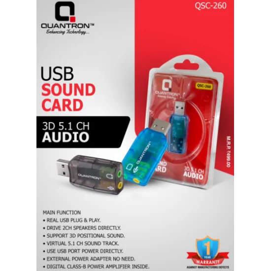 USB Sound Card Best Price - QUANTRON Sound Card