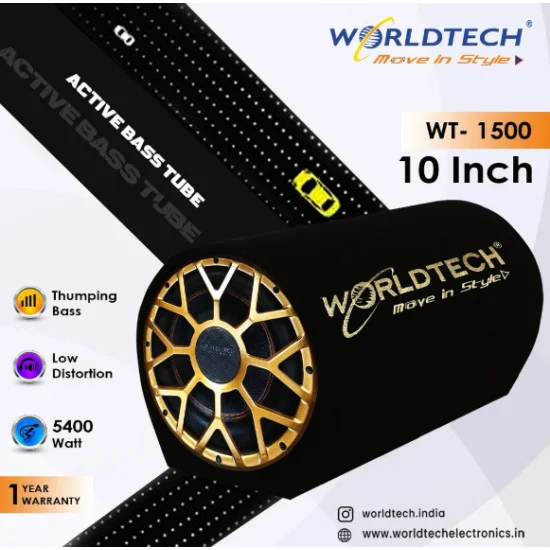 Worldtech 10 Inch Car BassTube Amplifier Subwoofer - Worldtech Amplifier